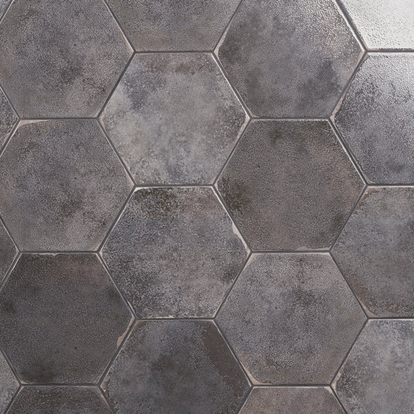 Bond Tile Mandalay Hex 9.13 in. x 10.51 in. Polished Concrete Look ...