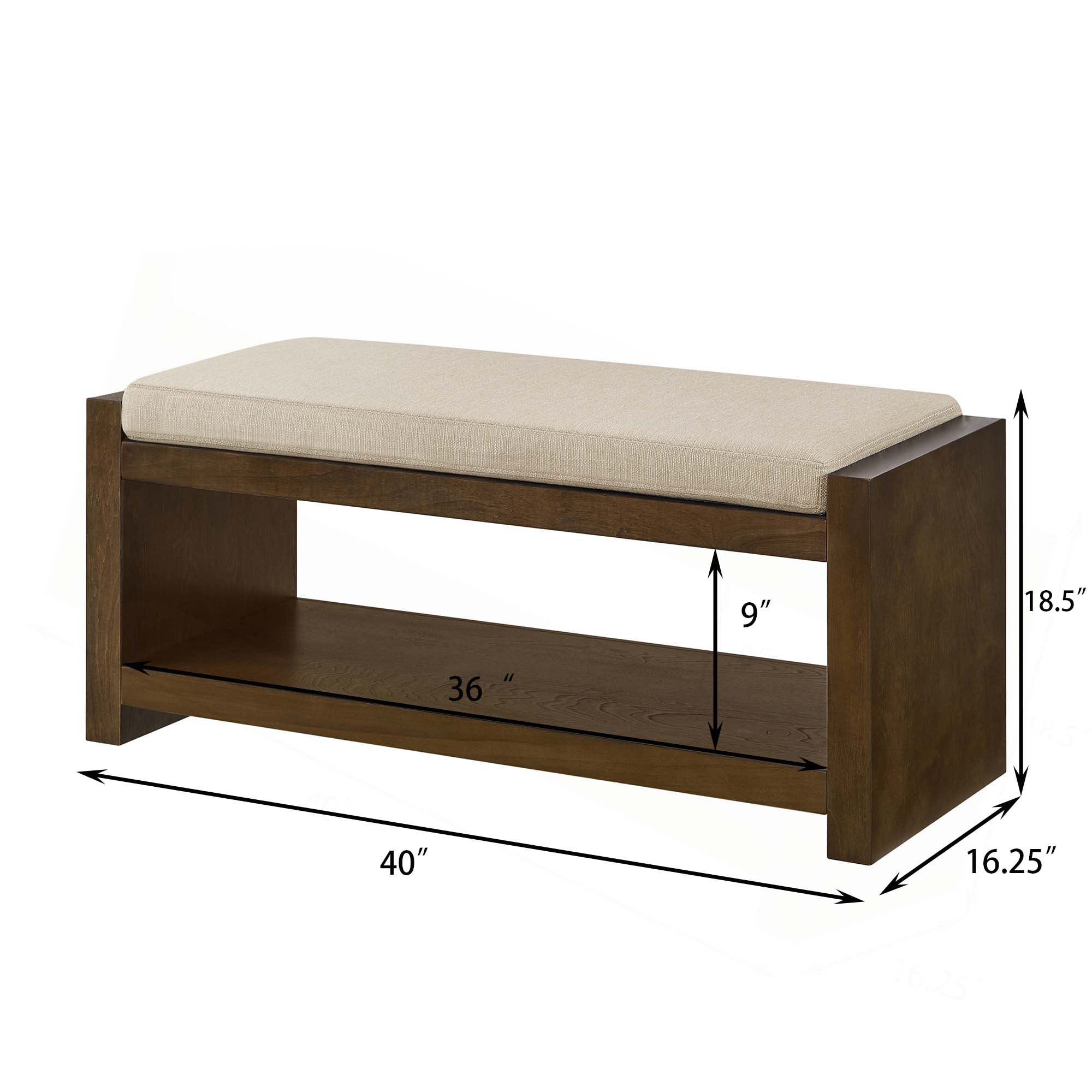 Latitude Run® Accent Bench With Lower Shelf Shoe Rack,Padded Seating ...