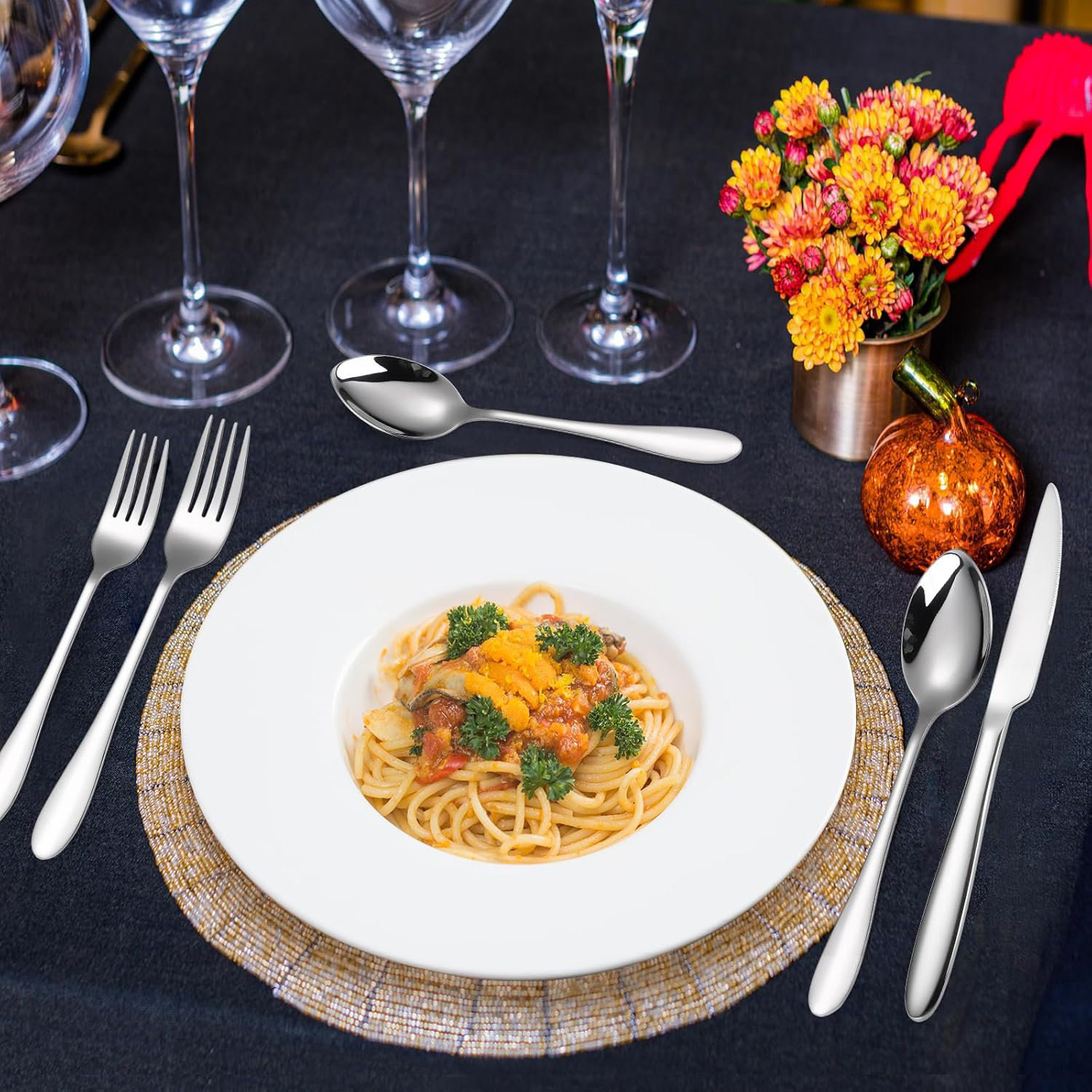 17 Stories 40-Piece Stainless Steel Flatware Set For 8, Heavy Duty ...