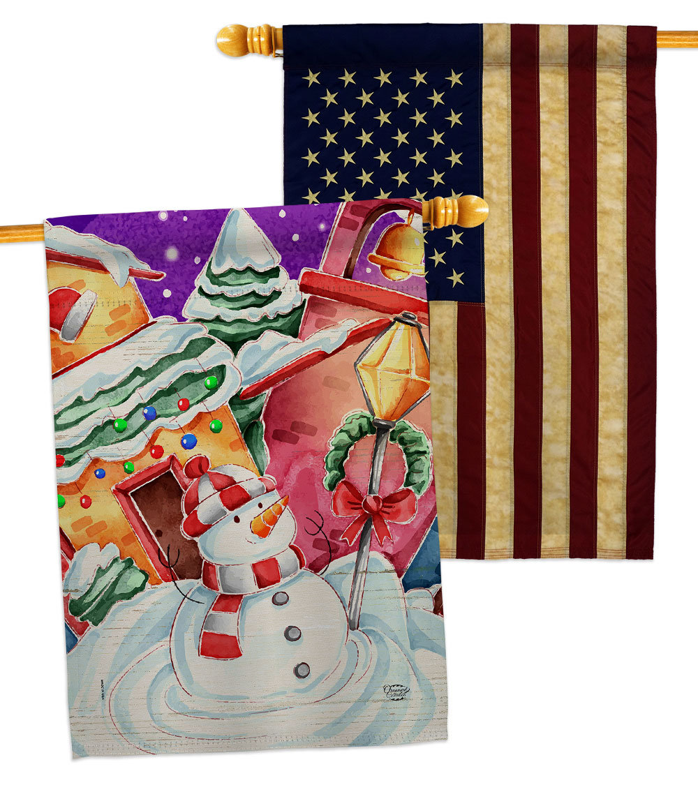 Ornament Collection Frosted Snowman House Flags Pack Winter Wonderland ...