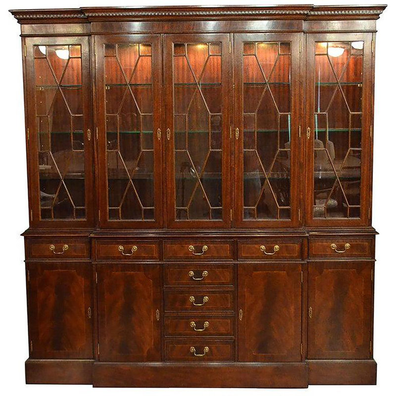 Leighton Hall Furniture Large Mahogany Breakfront China Cabinet | Wayfair