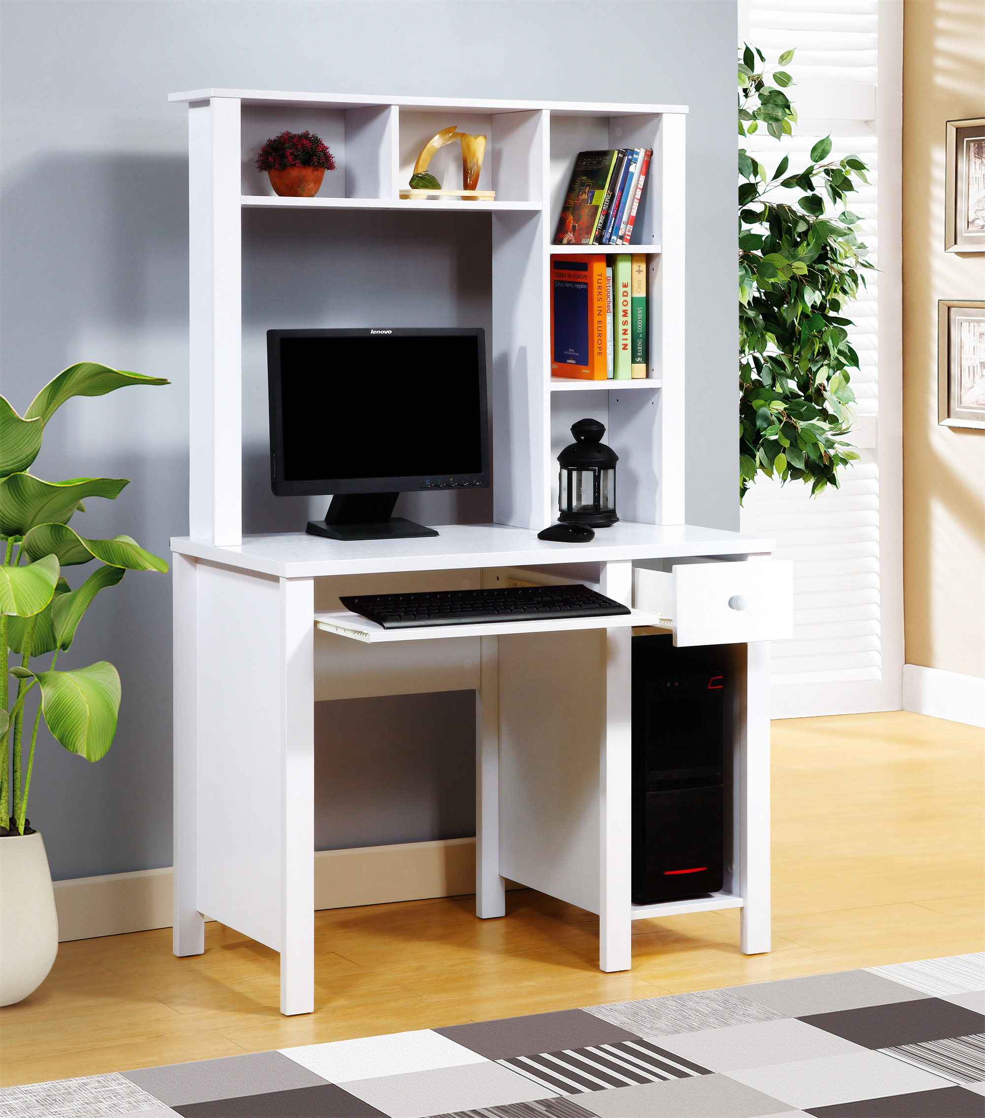 Ebern Designs Student Desk With Hutch Home Office Desk 39"W Compact ...