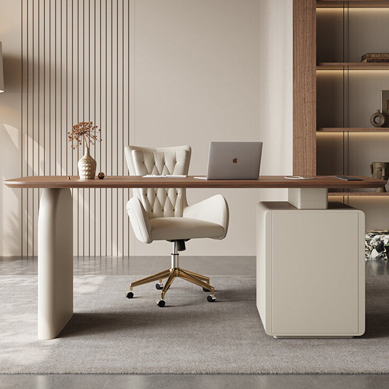 Brayden Studio® Dunte Walnut 3-Drawer Writing Desk With Storage For ...