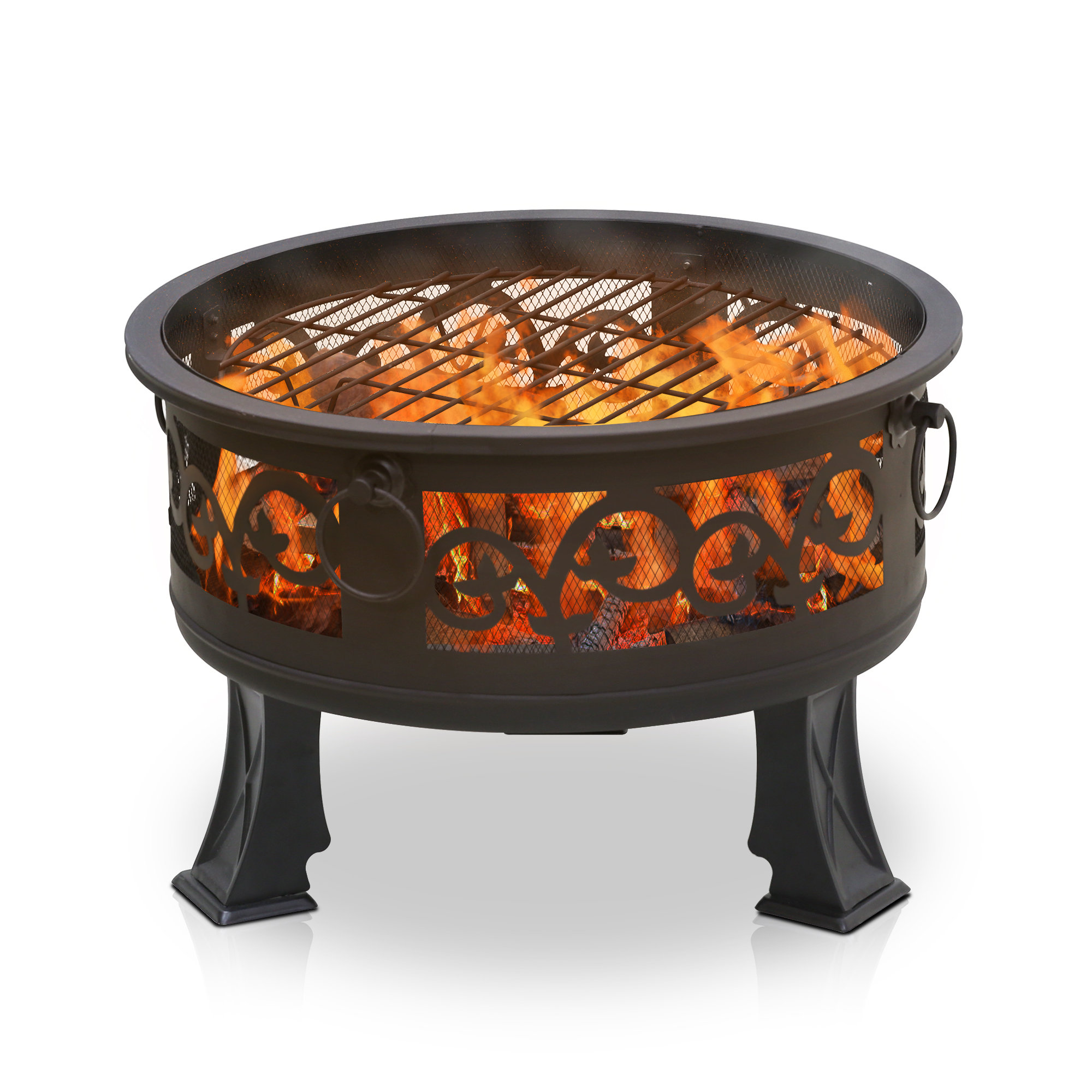 Freeport Park Volney Outdoor Round Steel Wood Burning Fire Pit ...