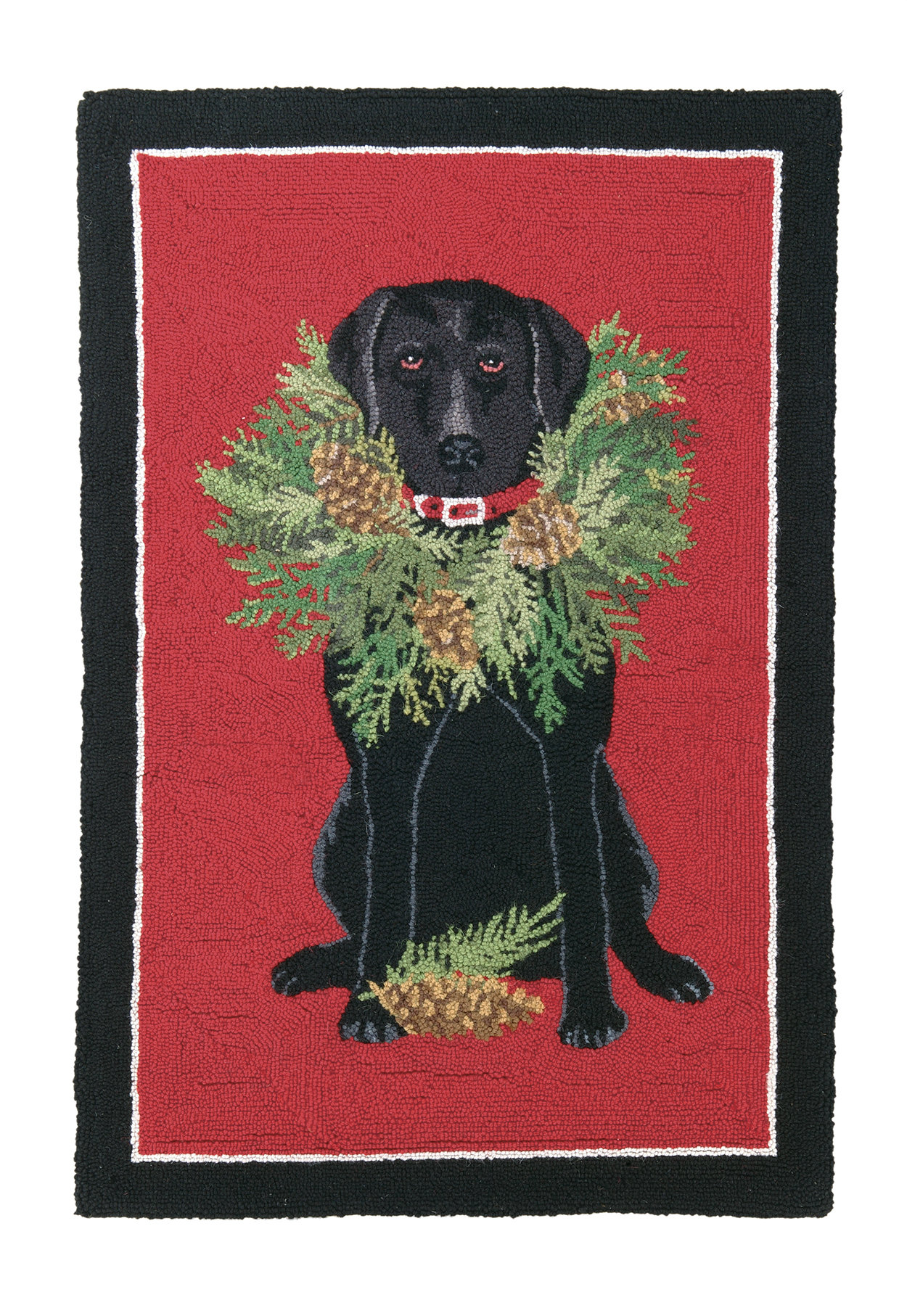 Peking Handicraft Black Lab Wreath Hook Area Rug & Reviews | Wayfair