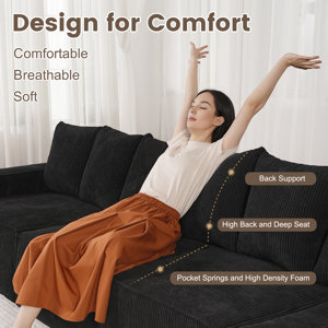 Latitude Run® Corduroy 115.9" Module Sofa Seating Six, Corner Sectional ...