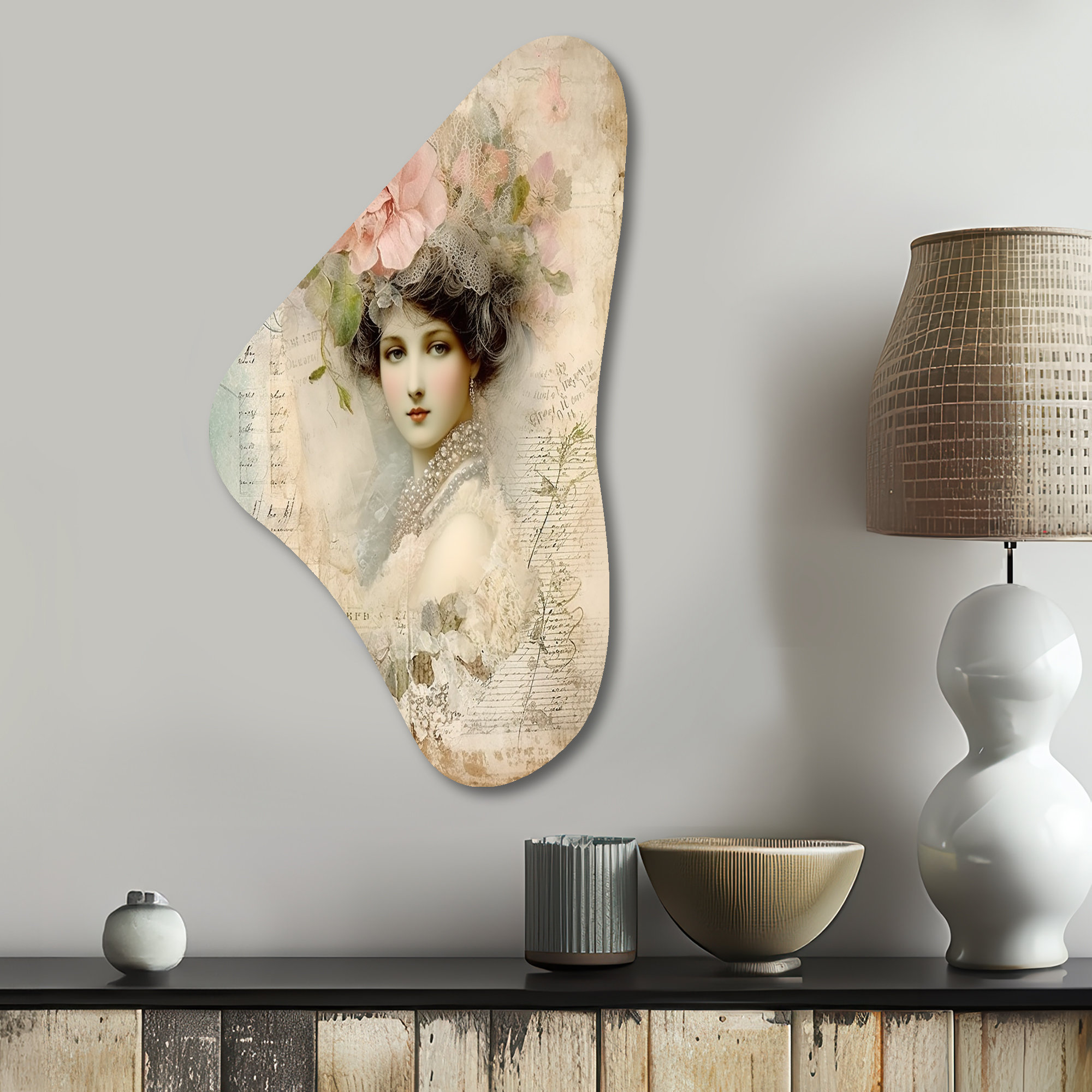 Lark Manor™ Victorian Lady Pink Roses Rustic Vintage - Rose Boomerang ...