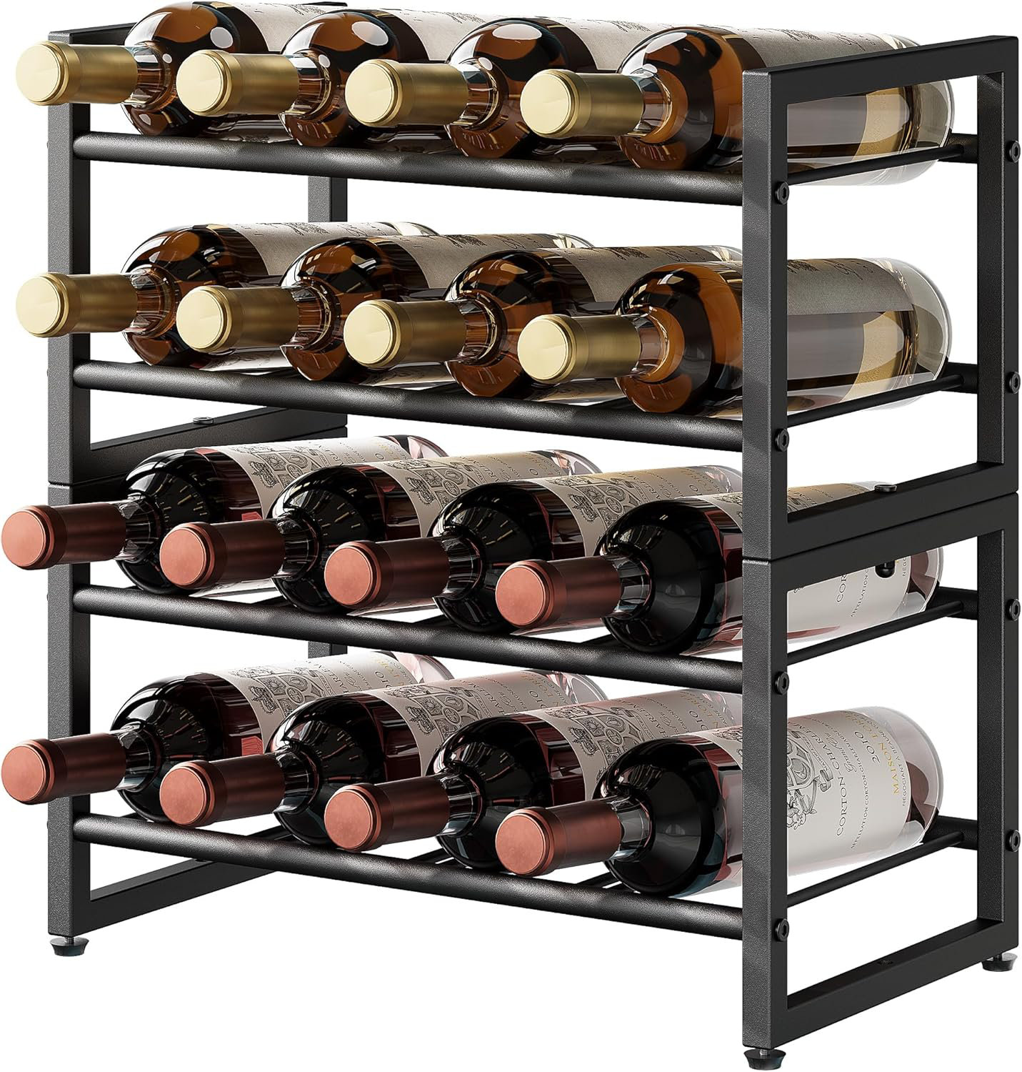 Dakota Fields 16 Bottle Wine Racks for Wine Bottles Storage Display, 4 ...