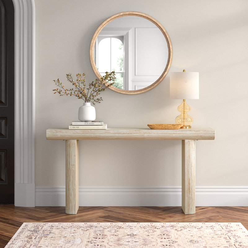 Joss & Main Bergamot 63" Distressed White Narrow Console Table ...