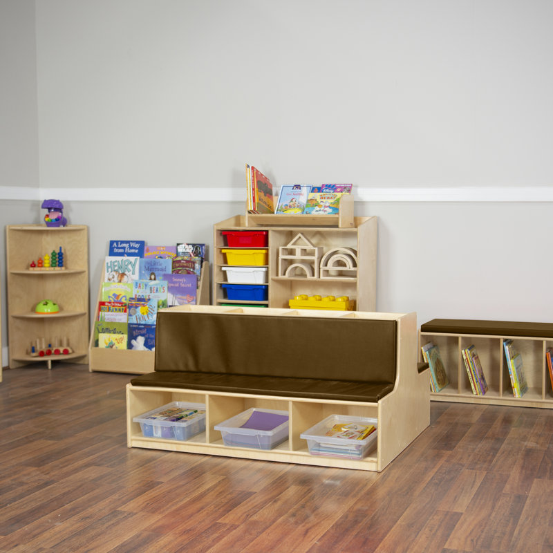 Wood Designs Read-A-Round Double-Sided Brown Reading Bench with Trays ...