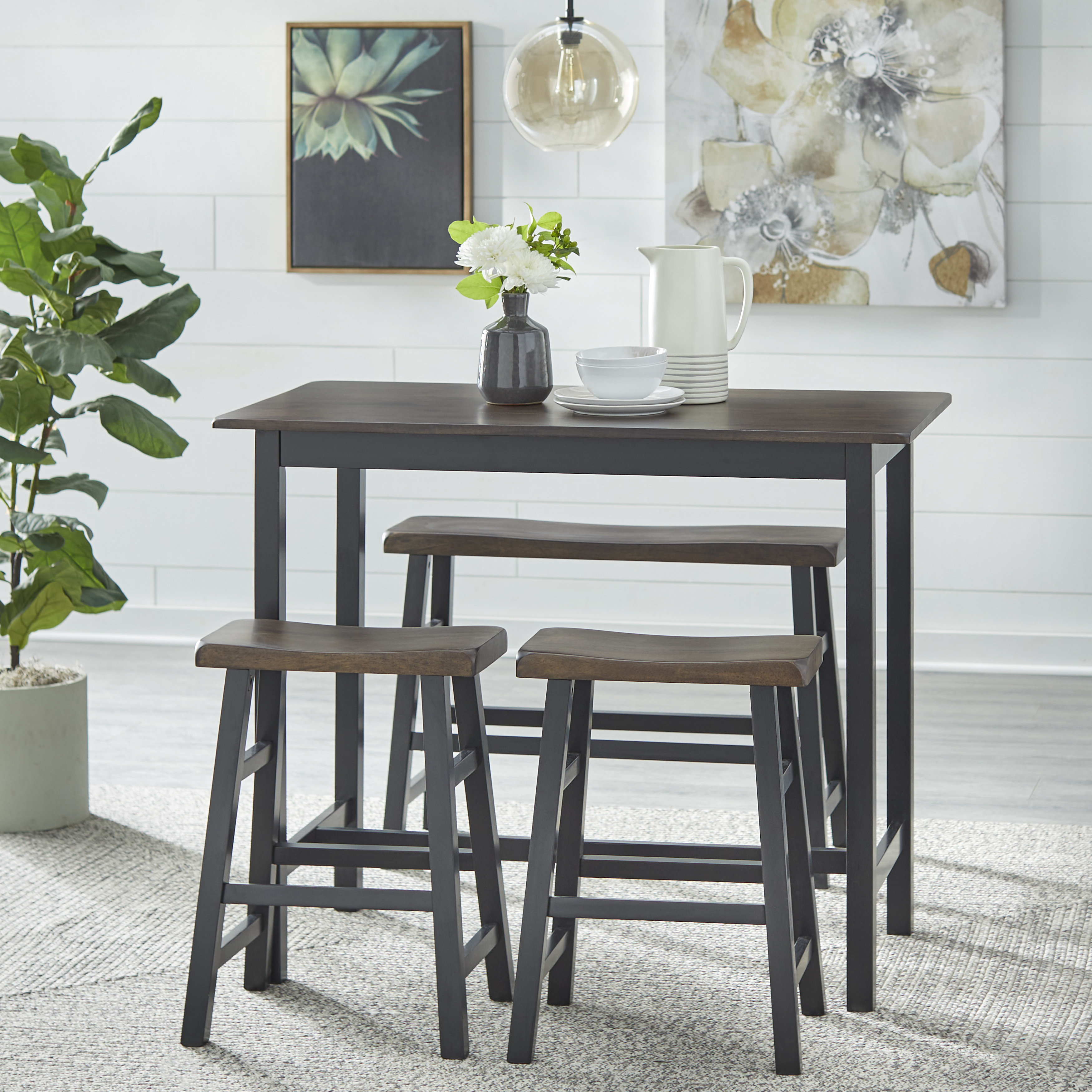 Highland Dunes Macon 4 Piece Solid Wood Dining Set & Reviews | Wayfair