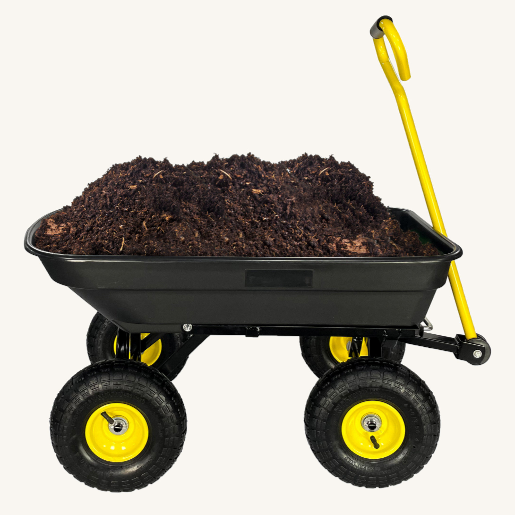 Tech Cube Garden Dump Cart With Steel Frame Outdoor Wagon With 10 Inch ...