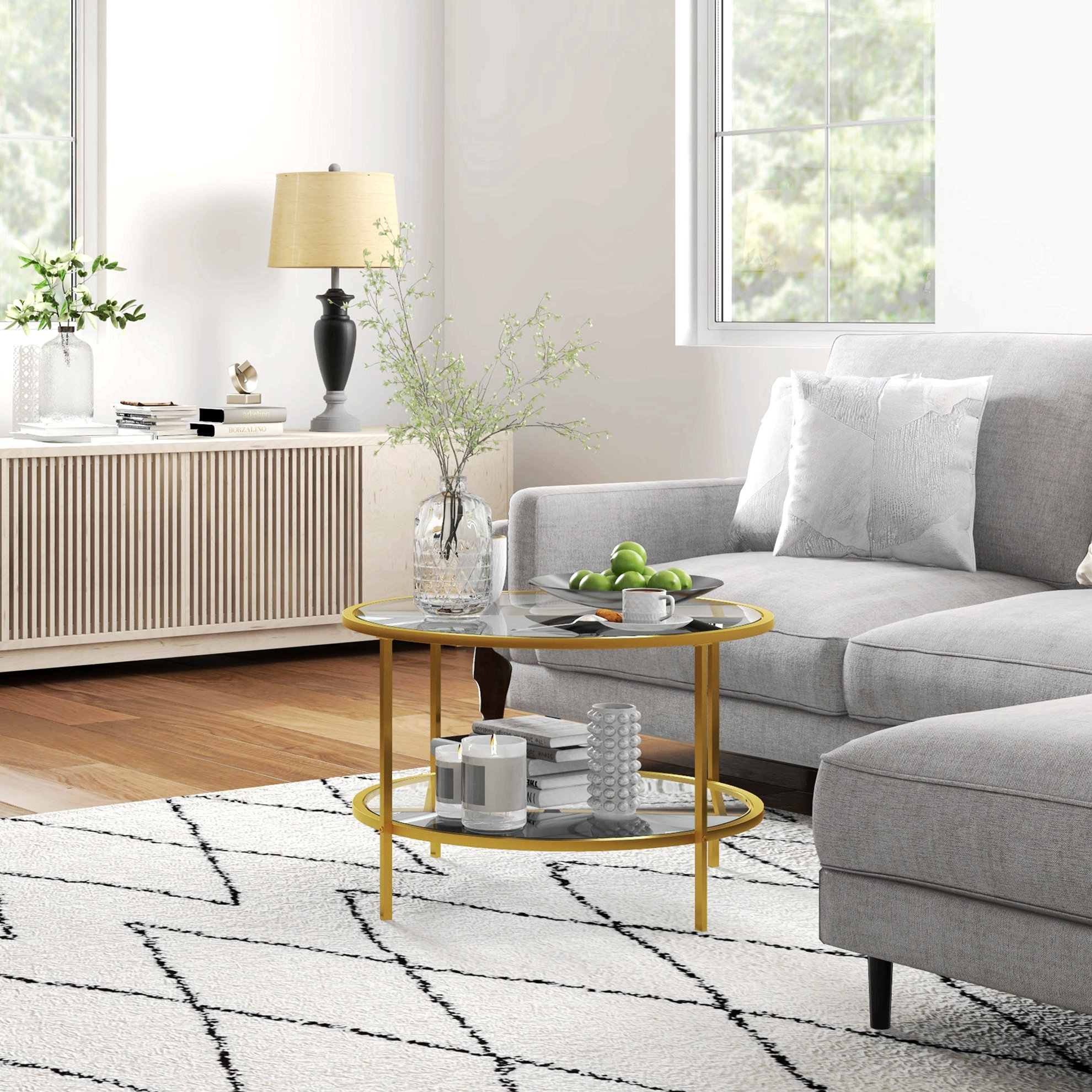 Mercer41 Side Table With Storage, Coffe Table, End Table, Black Steel ...