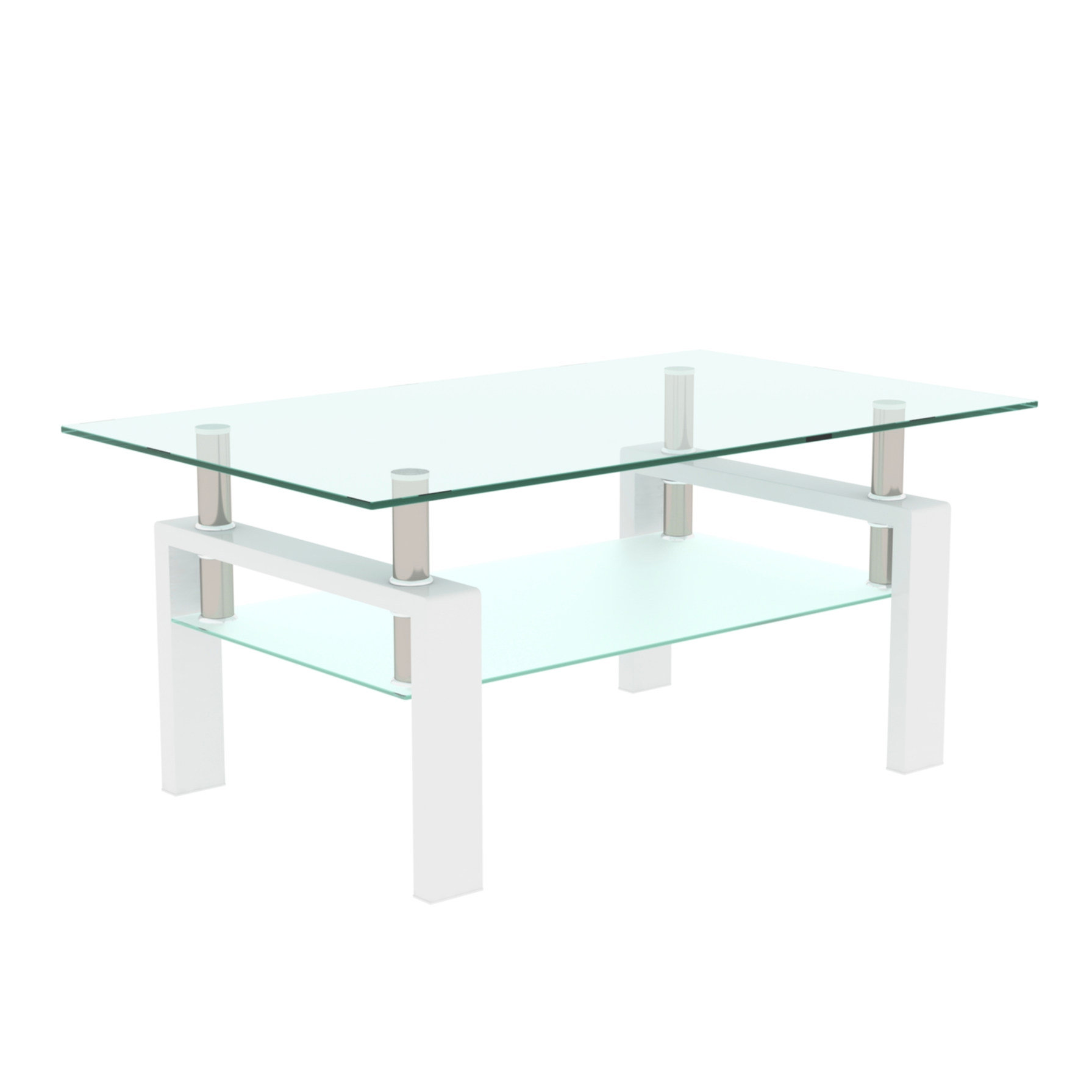 Ivy Bronx Coffee Table For Living Room, Clear Glass Double Layered ...