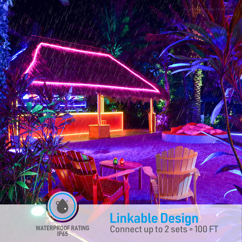 The Holiday Aisle® 50ft Rgb Led Neon Rope Lights Outdoor, Ip67 ...