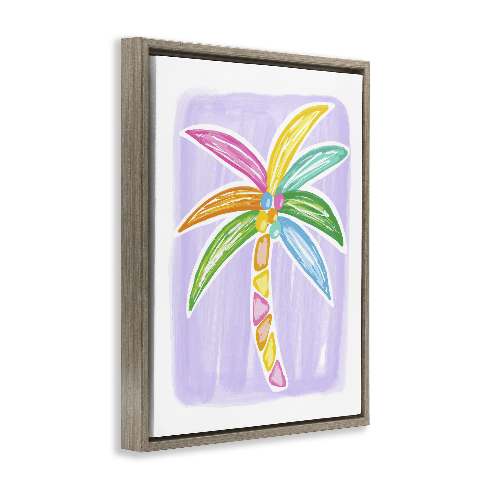 Bay Isle Home™ Pastel Palm on Purple Framed Floater Canvas Wall Art by ...