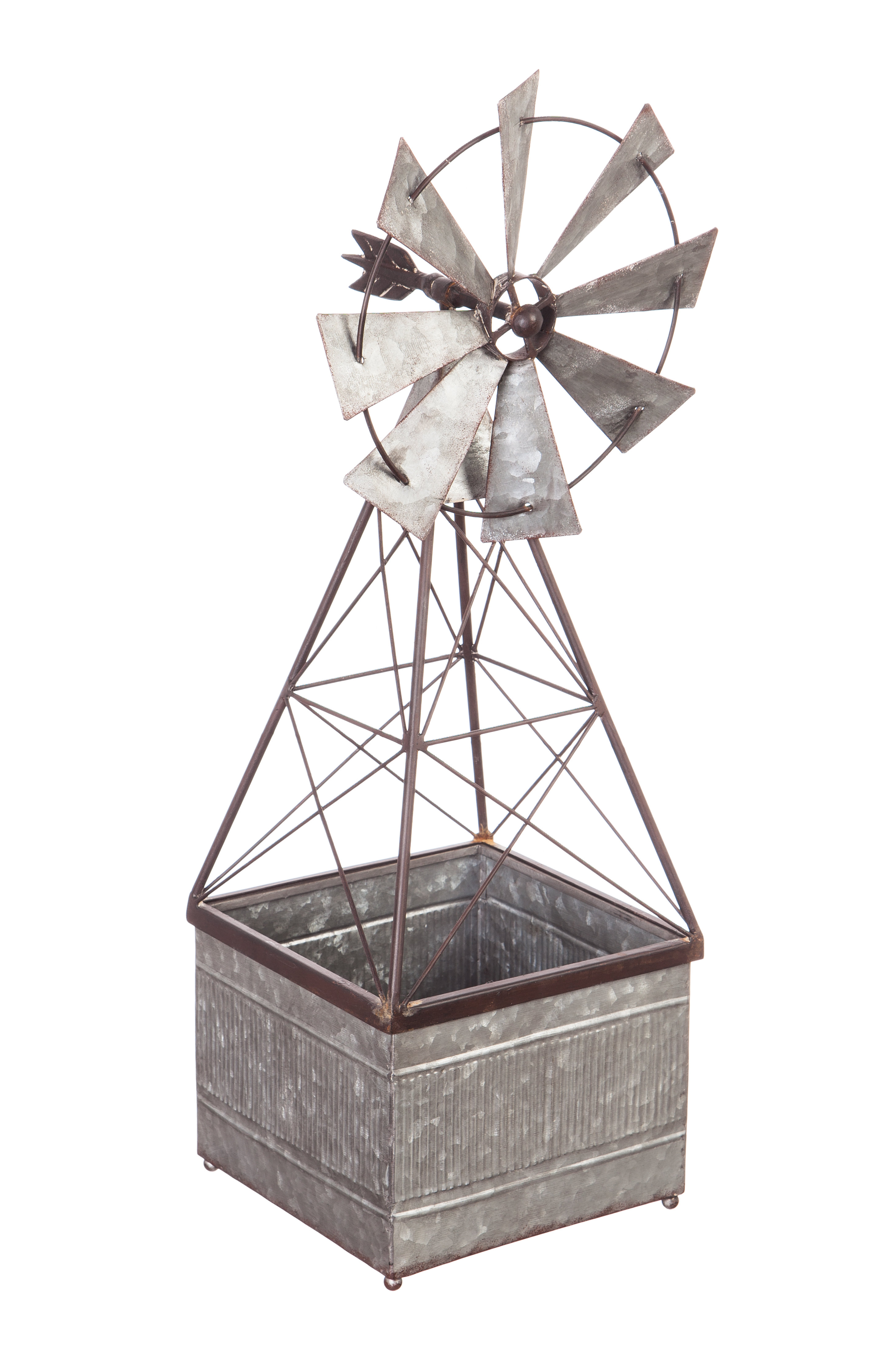 Gracie Oaks Samsel Windmill Metal Statue Planter - Wayfair Canada