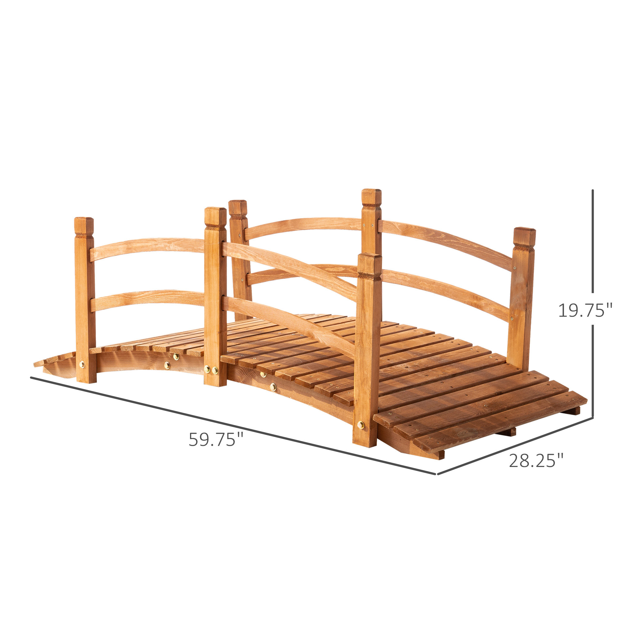 Outsunny 5FT Wooden Garden Bridge Classic Arc Footbridge With ...