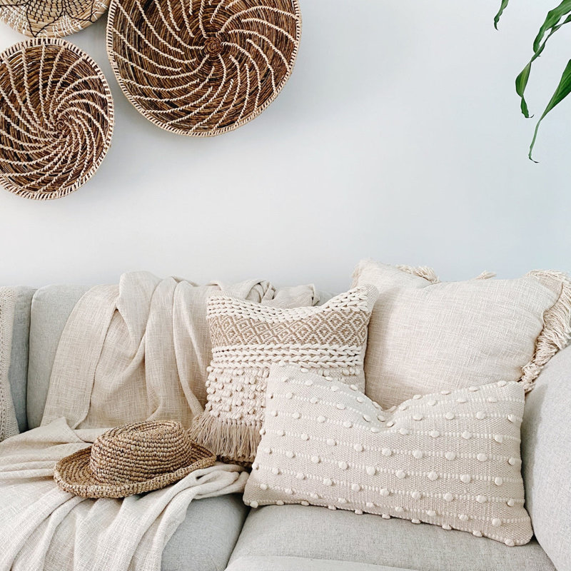theHOMEmind Boho Pillows Neutral Boho Cotton Pillow Cover | Wayfair