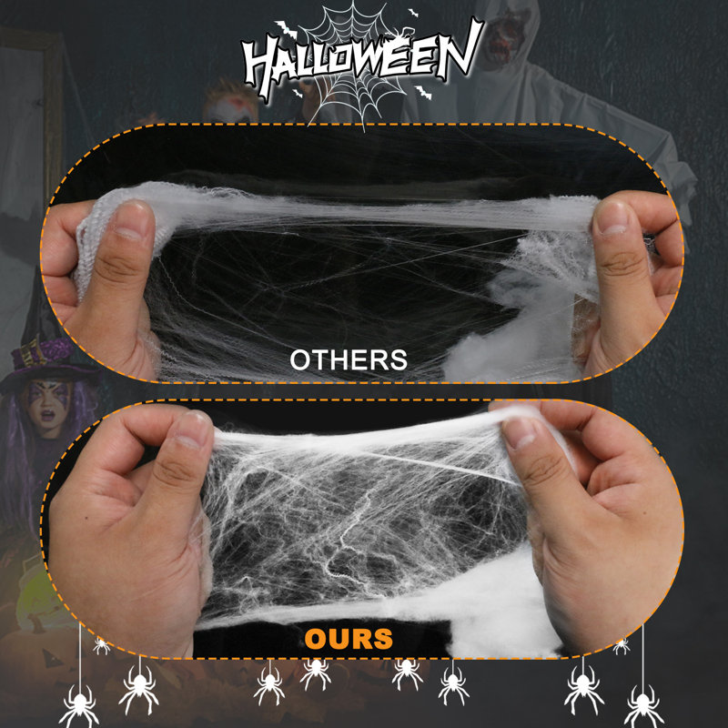 The Holiday Aisle® 1000sqft Emulate Spider Web w/20 Fake Spiders ...
