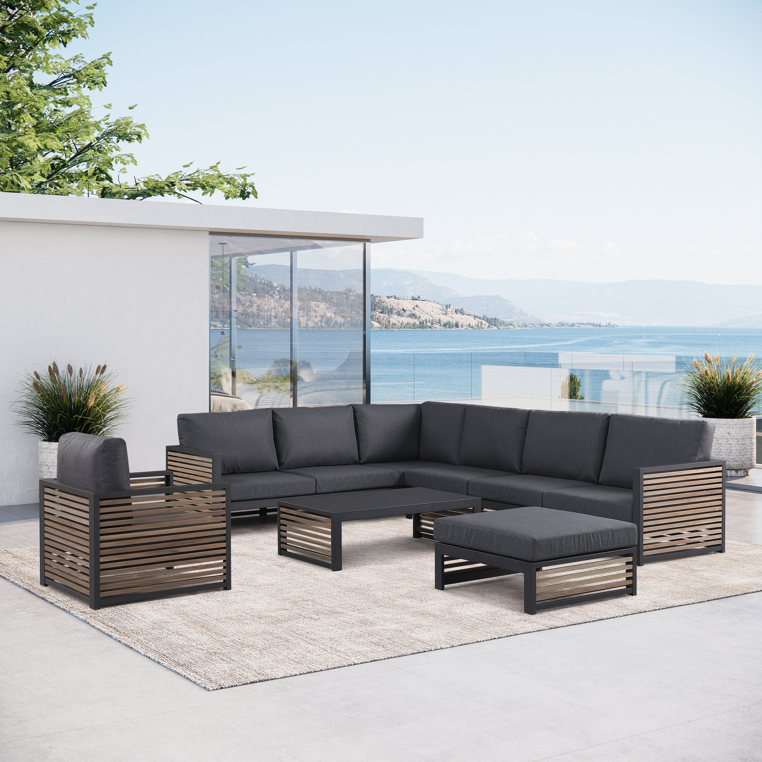 Hokku Designs Pawni Teak 6 - Person Outdoor Sectional Seating Group ...