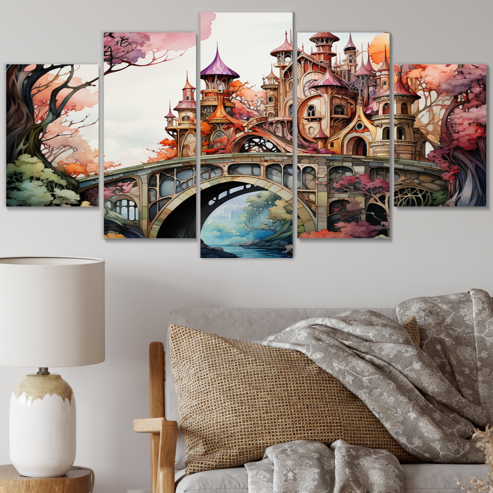 World Menagerie Beige Bridge Whimsical Archway - Architecture Wall Art ...