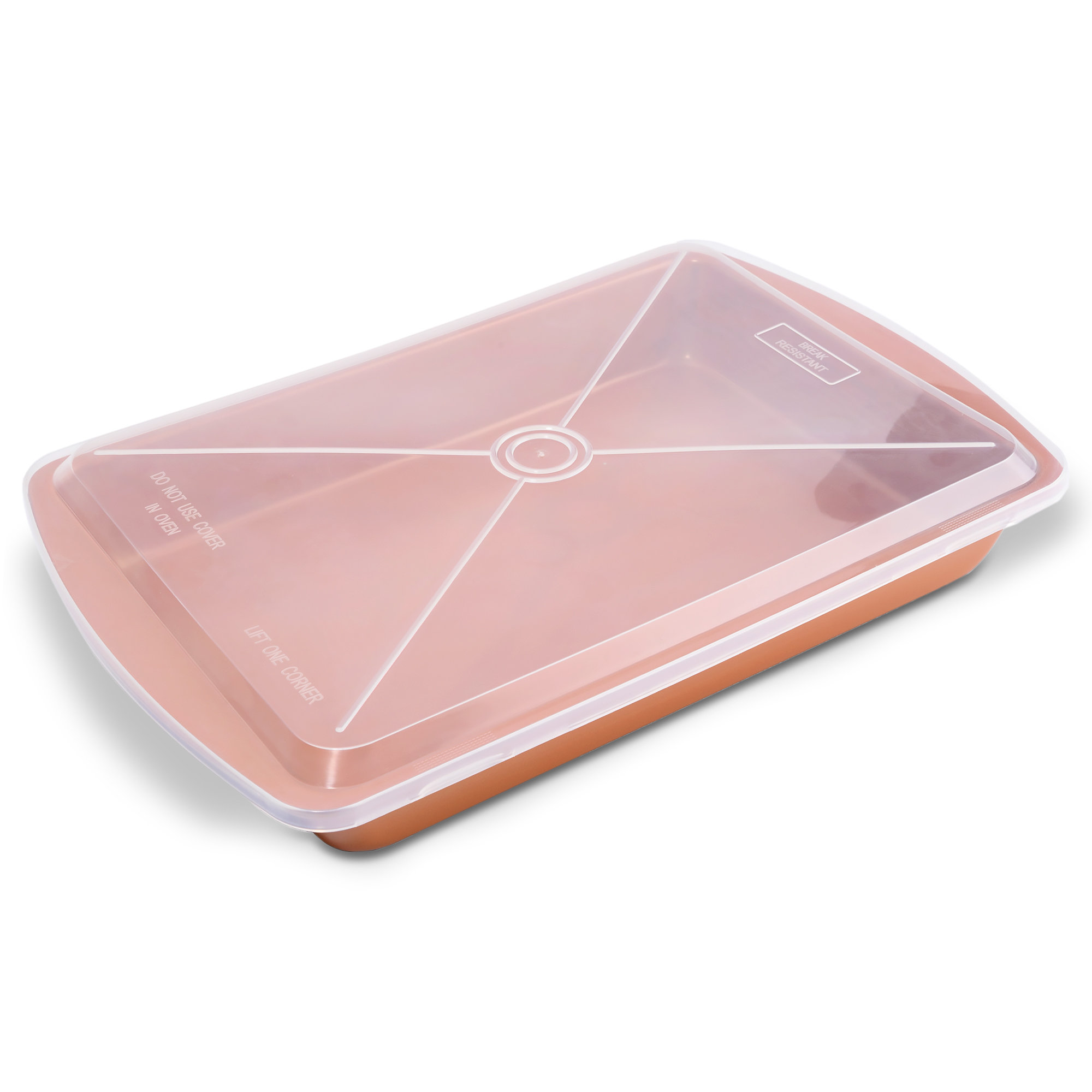NutriChef Baking Pan With Plastic Lid- Non-Stick And Stylish Metallic ...
