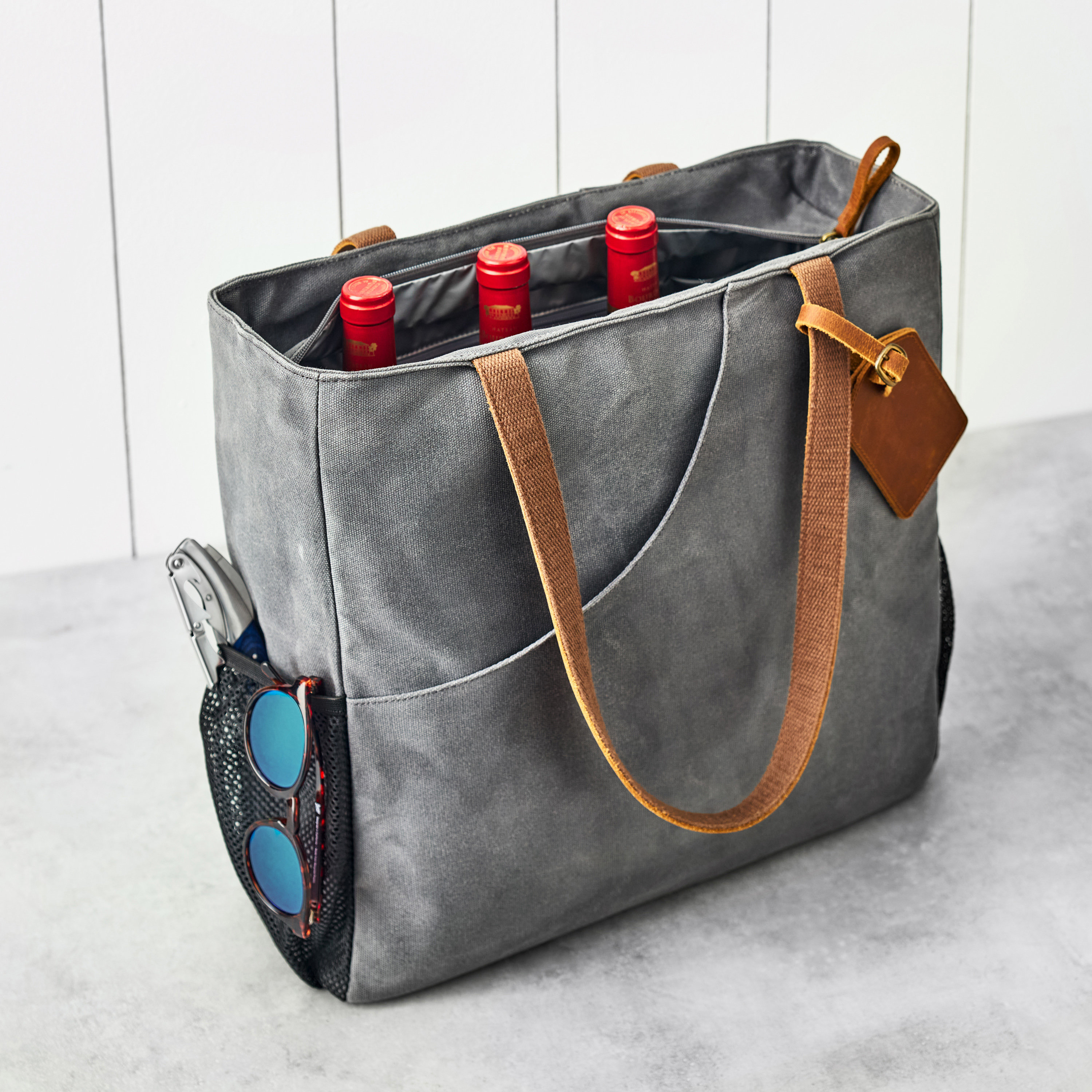 Wine Enthusiast 2-in-1 Waxed Canvas Pickleball Insulated 3-Bottle Wine ...