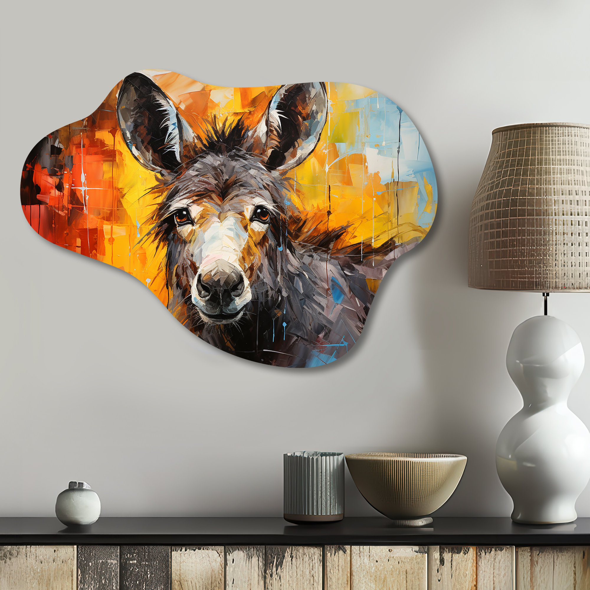 Design Art Grey Donkey Gentle Companion Collage - Donkey Cloud Shape ...