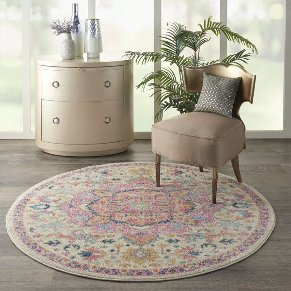 Bungalow Rose Performance Ivory/Pink Rug | Wayfair