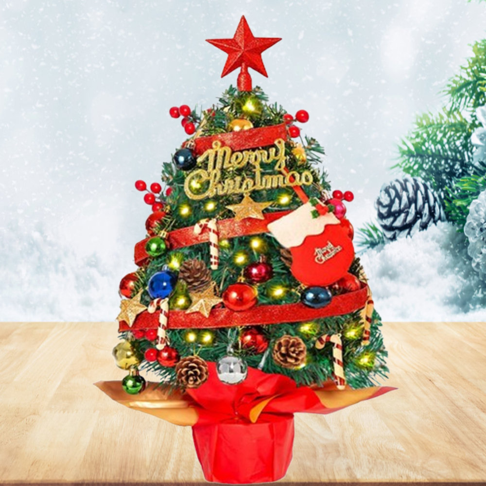 The Holiday Aisle® 55cm Small Desktop Christmas Tree Decoration Desktop ...