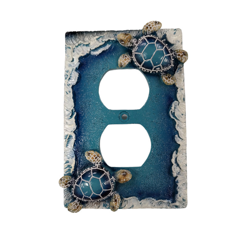 De Leon Collections Polyresin Ocean Sea Turtle Blue Wave Border 1-Gang ...
