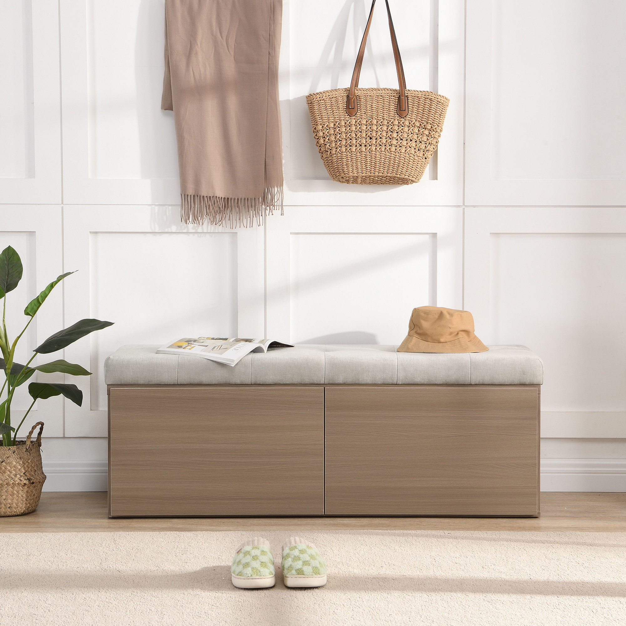 Latitude Run® 49" Storage Bench Storage Cabinet Storage Ottoman With ...