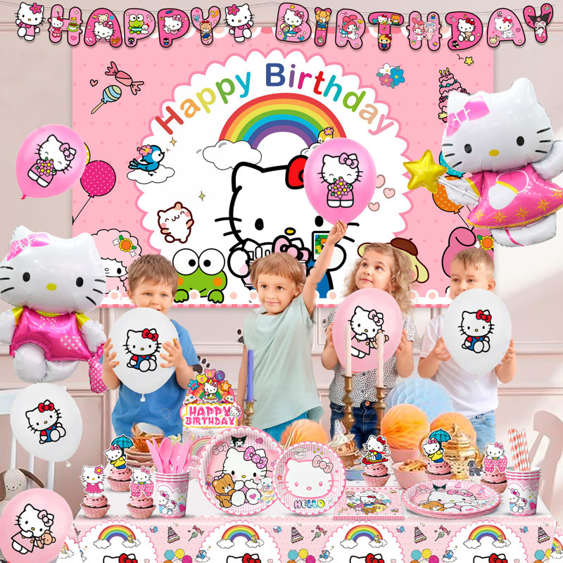 Dakota Fields Hello Kitty Birthday Decorations,124pcs Hello Kitty Party ...