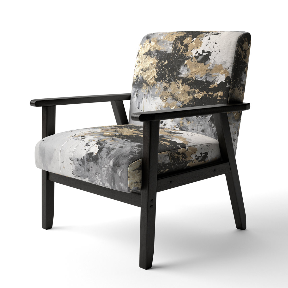 Ivy Bronx Bliss Minimal Abstract Gold And Black II - Upholstered ...