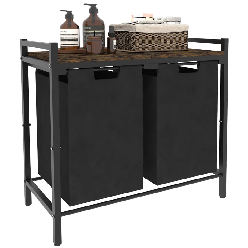 COAHAHA Rustic Freestanding Laundry Hamper With 2 Removable Sorter Bags ...