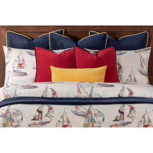 Siscovers Sailboat Nautical Print Multi-Color Duvet Cover Set | Wayfair