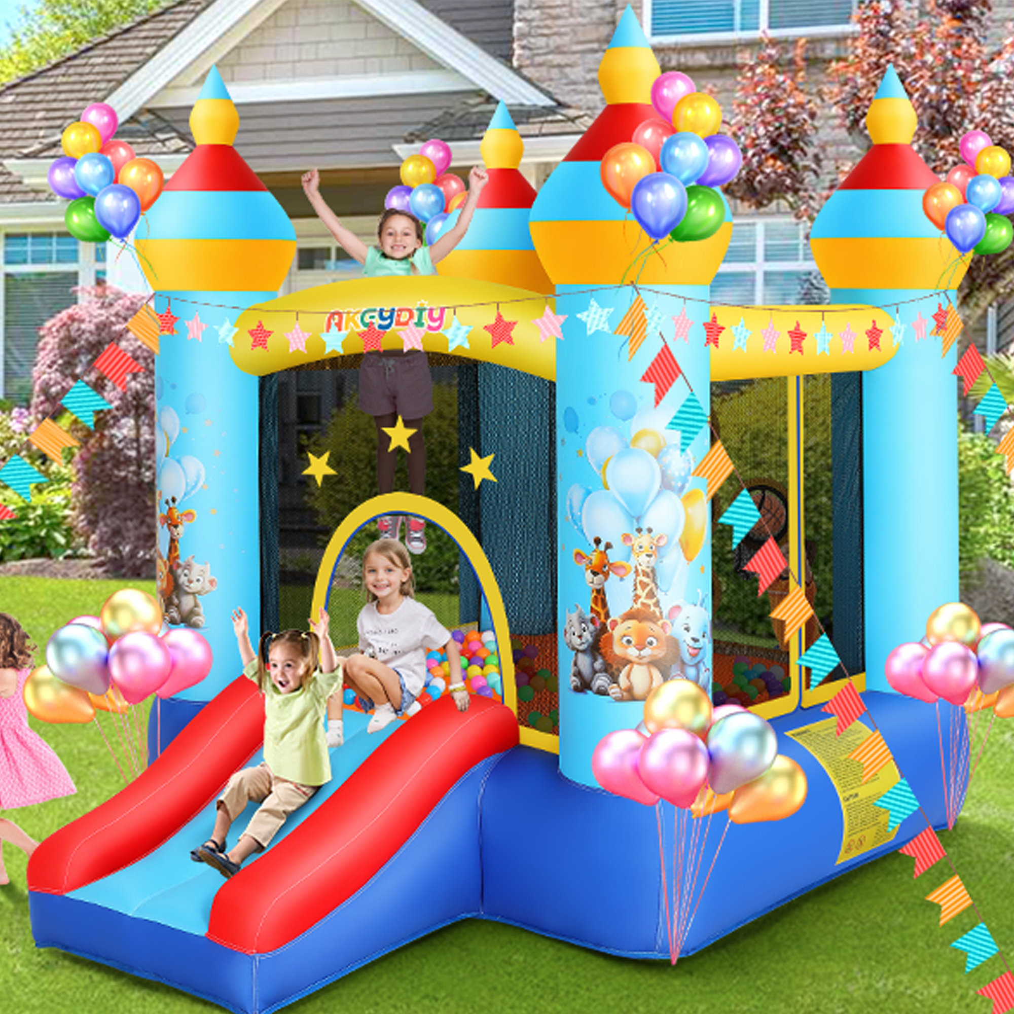 Ancheer 9ft x 6ft Animal Inflatable Bounce House for Kids, Inflatable ...