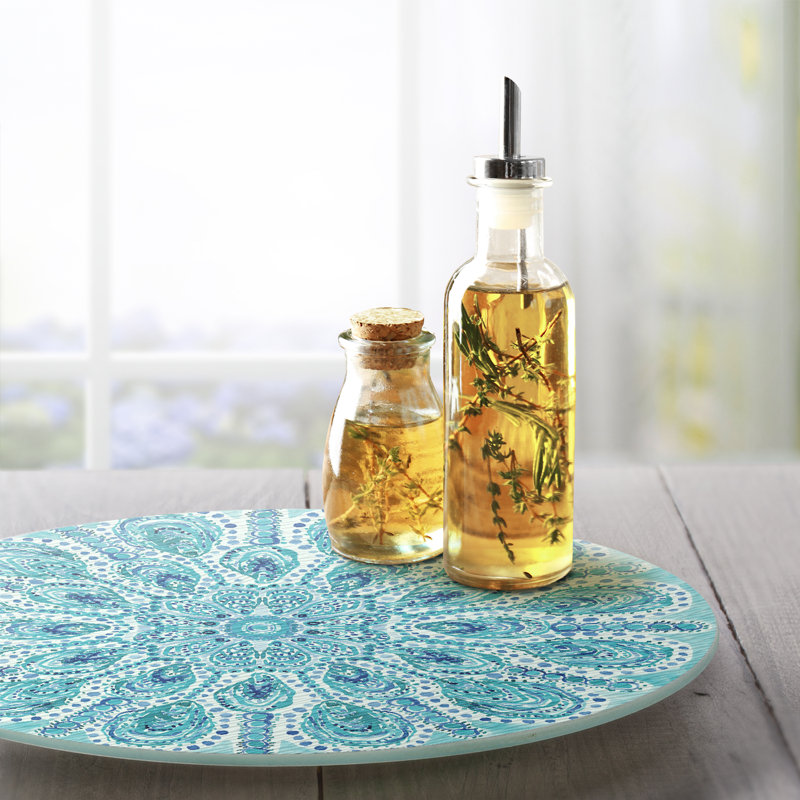 Highland Dunes Schaible Ocean Fantasy 13" Round Glass Lazy Susan ...