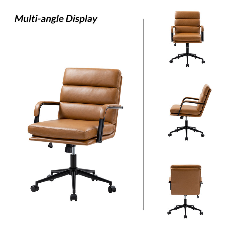 Wade Logan® Anagrace Leather Upholstered Swivel Tilt Task Office Chair ...
