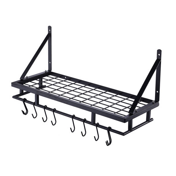 Prep & Savour Metal Handcrafted Rectangle Wall Mounted Pot Rack ...
