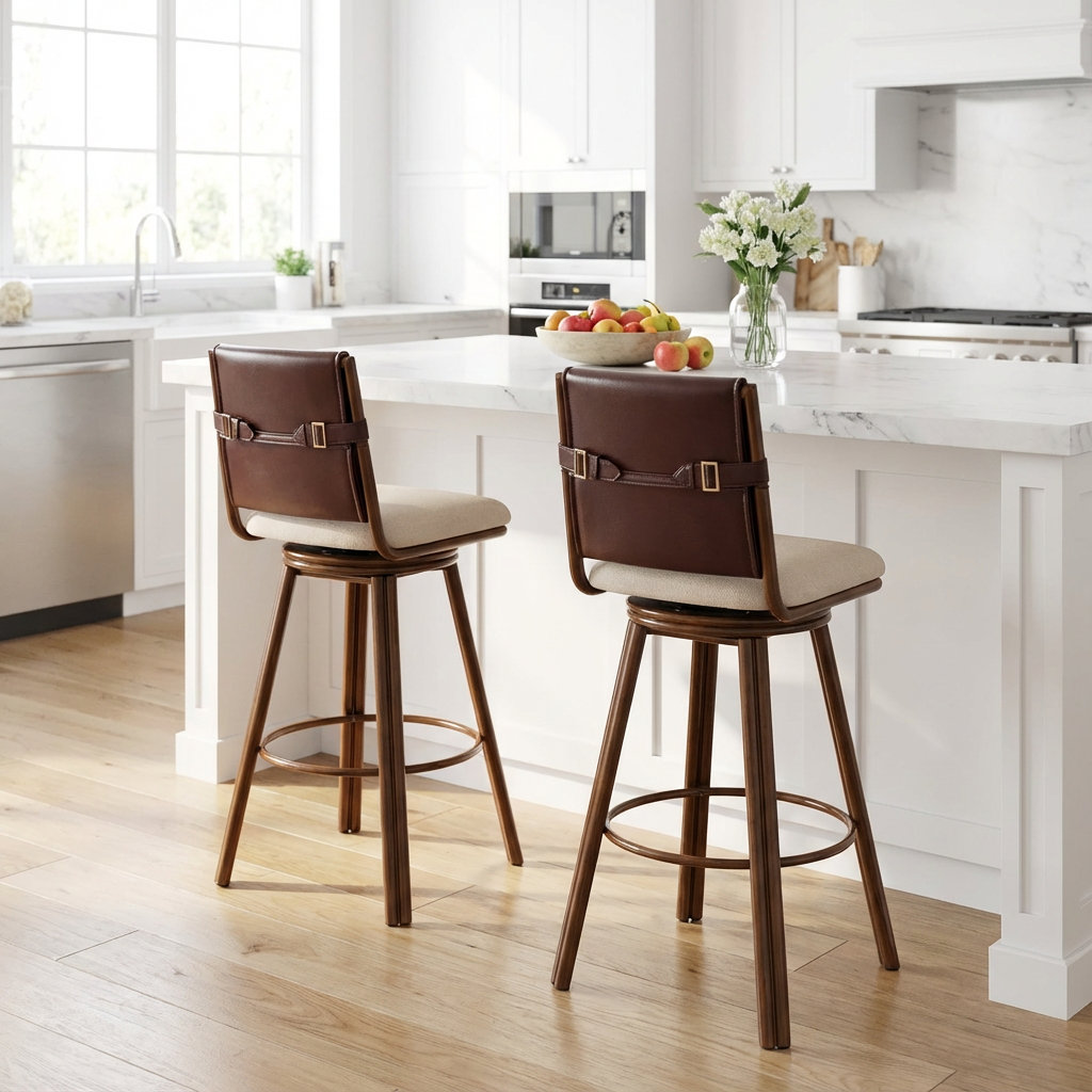Trent Austin Design® Contemporary Upholstered Swivel Bar Stool Set with ...