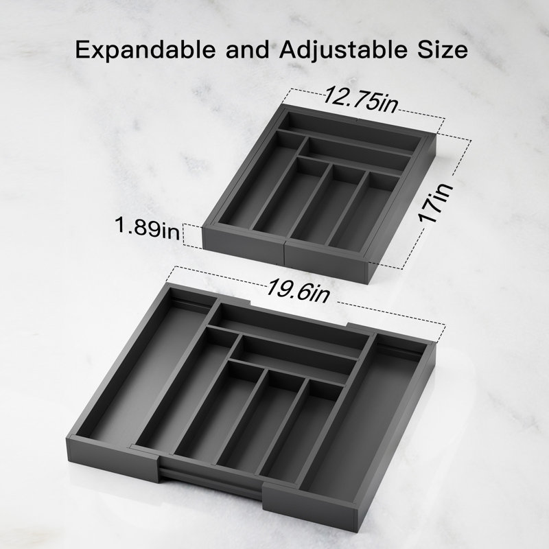 Rebrilliant Luzius Bamboo Adjustable Expandable 8 Slot Flatware Drawer ...