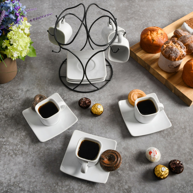 Gibson Home Gracious Dining Espresso Saucer & Cup Set W/ Stand, 13 ...