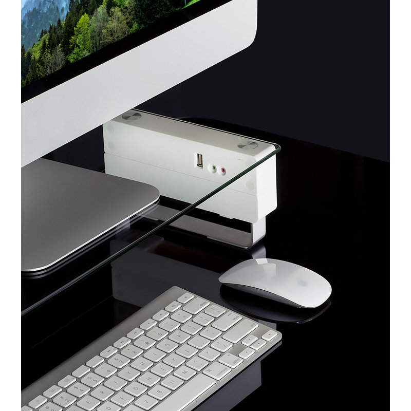 Mount-it! Glass Monitor Stand With 3 Usb Ports & Reviews | Wayfair