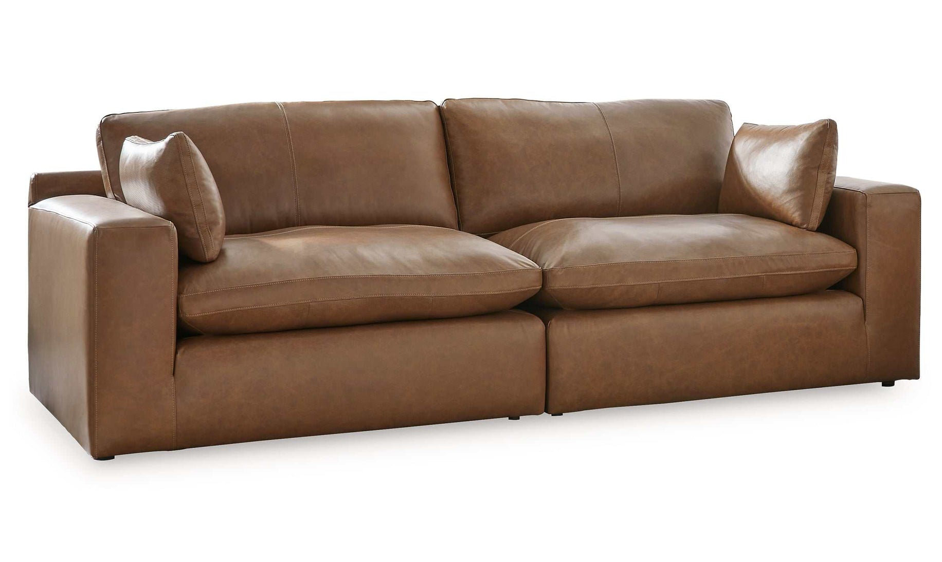 Viva Furniture Emilia Caramel Leather 2pc Modular Sectional Loveseat ...