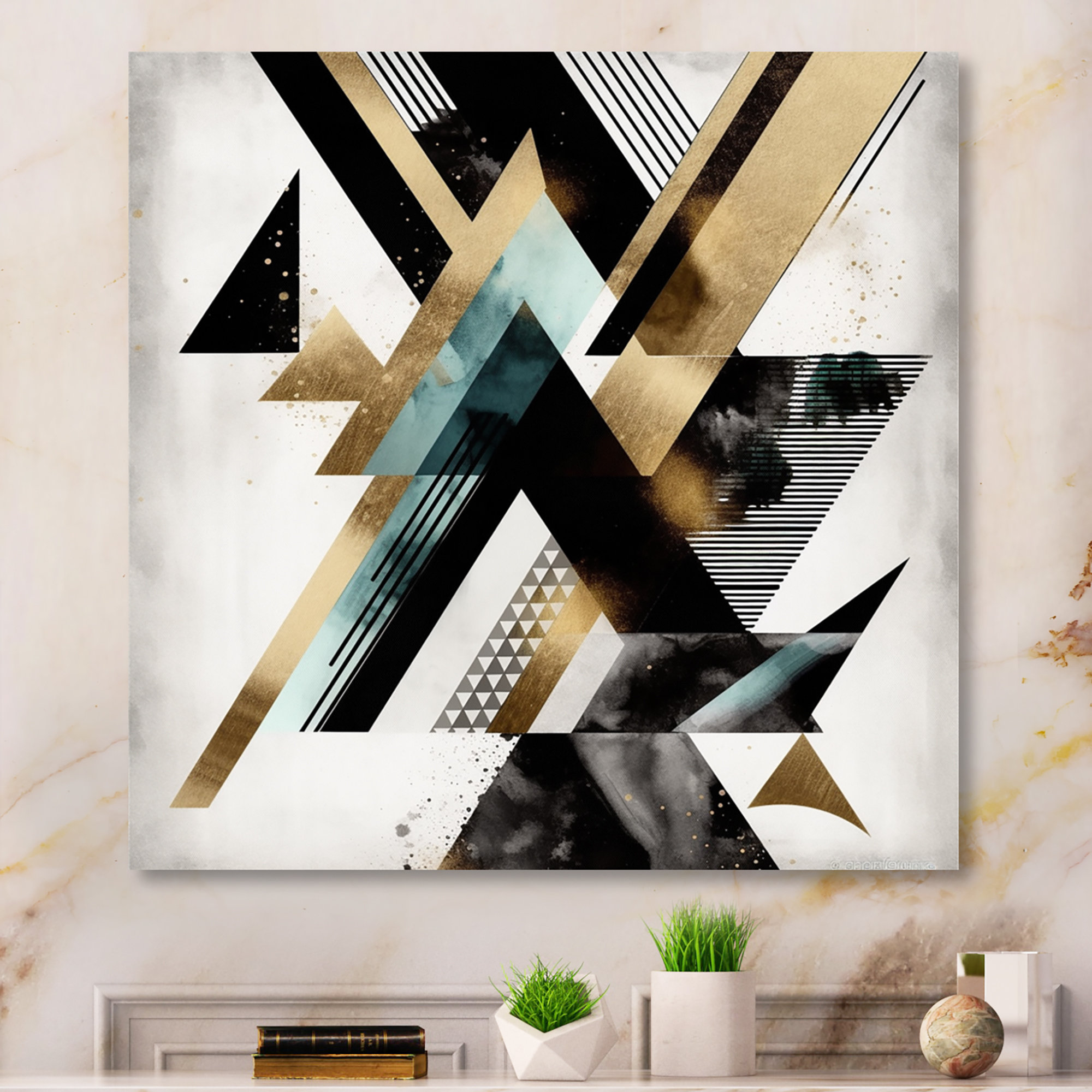 Mercer41 Art Deco Triangle - Abstract Canvas Print | Wayfair