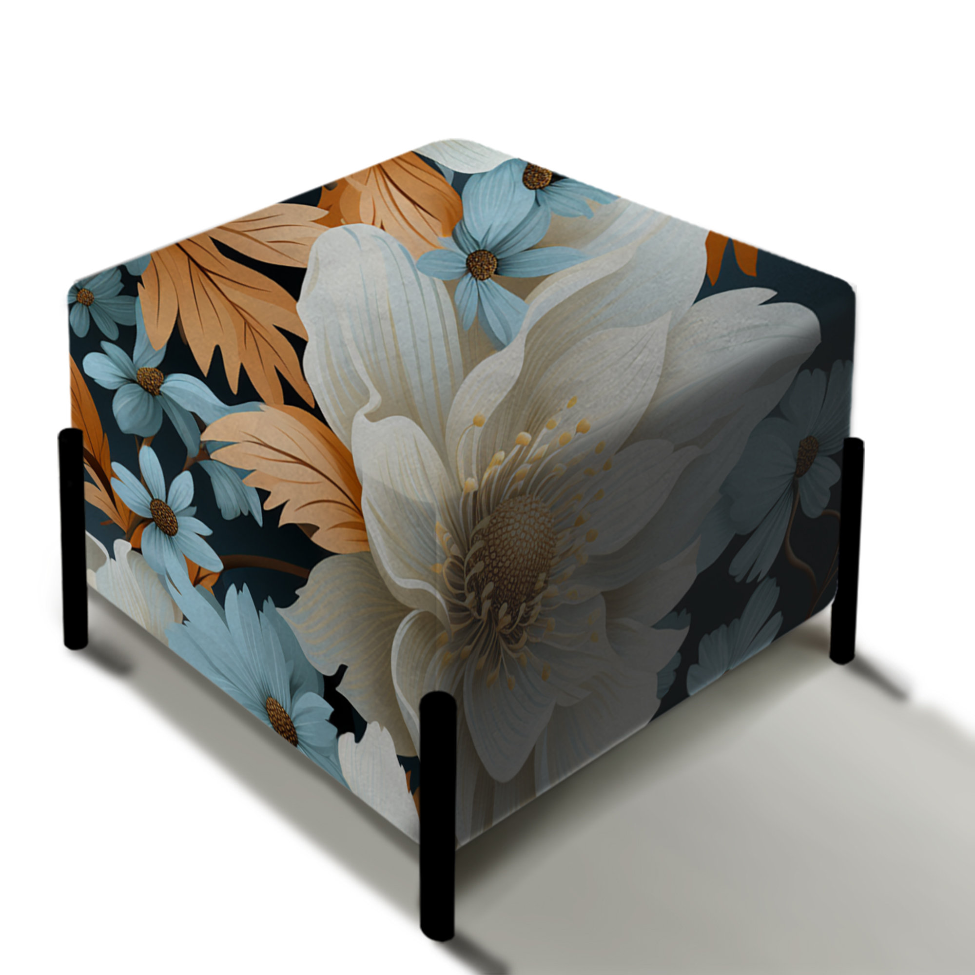 Design Art Industrial Ivory Fusion Floral Pattern I - Floral Square ...