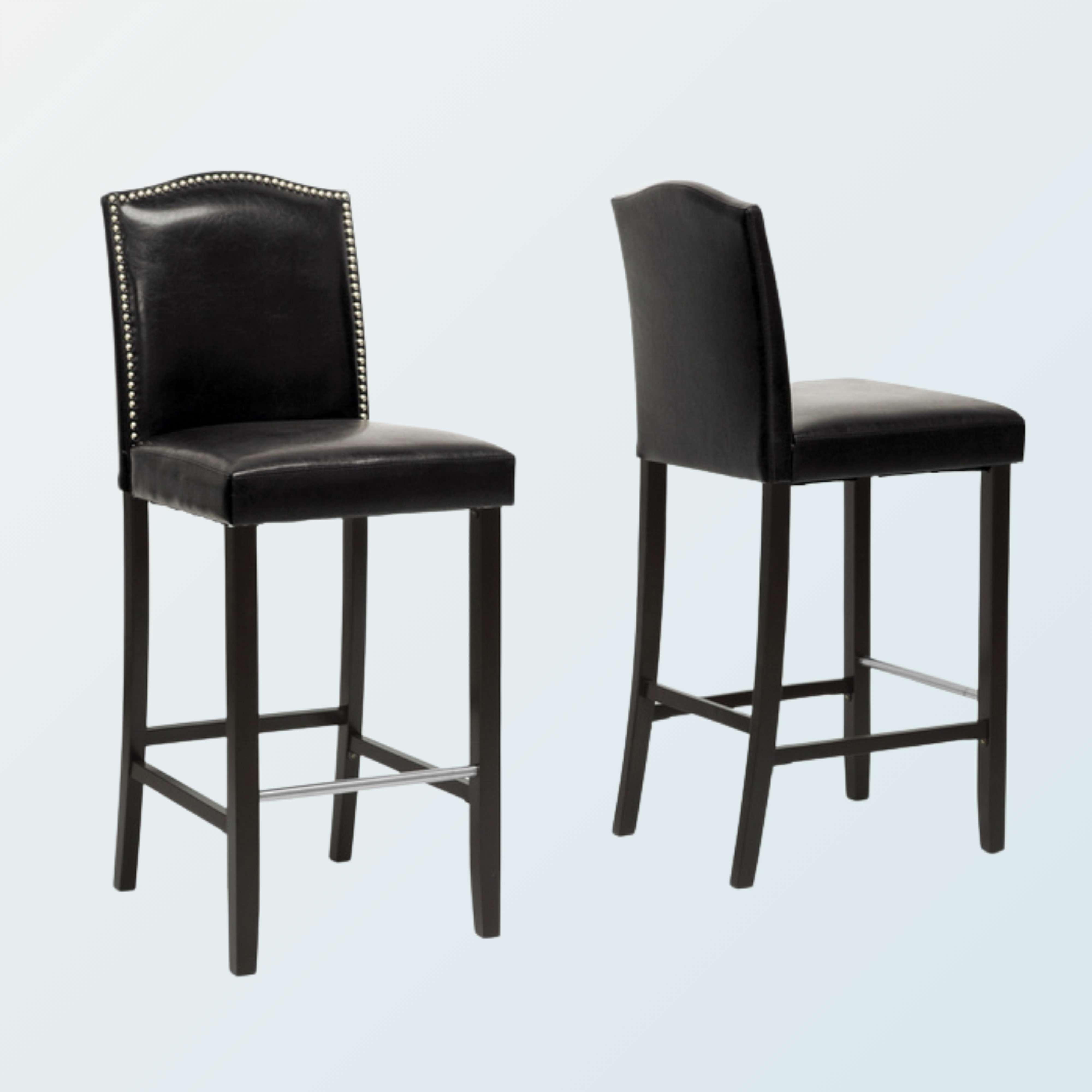 Winston Porter Shavon Brown Leather 2-Piece Counter Height Stool Set ...