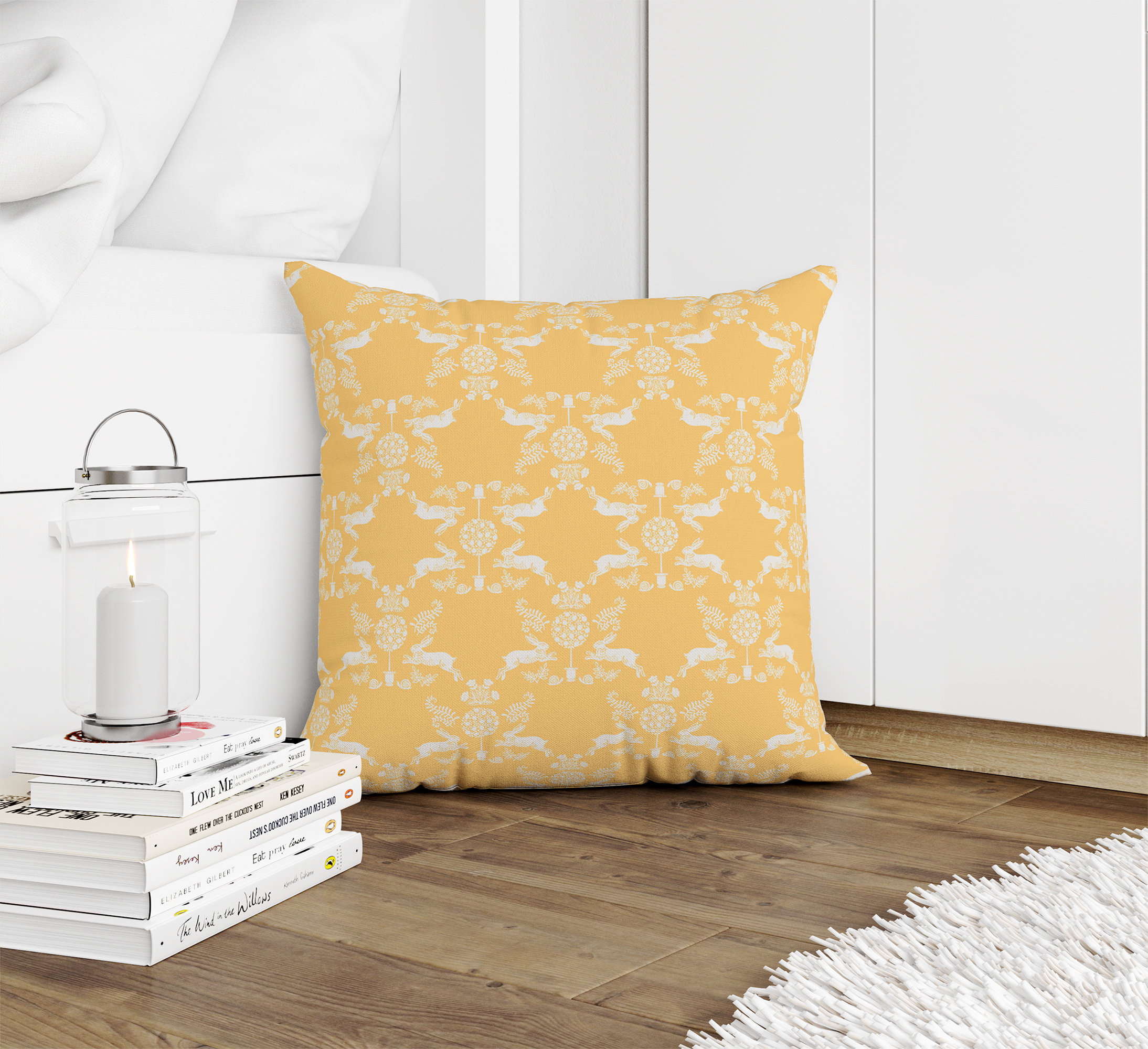 Kavka BUNNY HOP PATTERN YELLOW Floral Throw Pillow | Wayfair